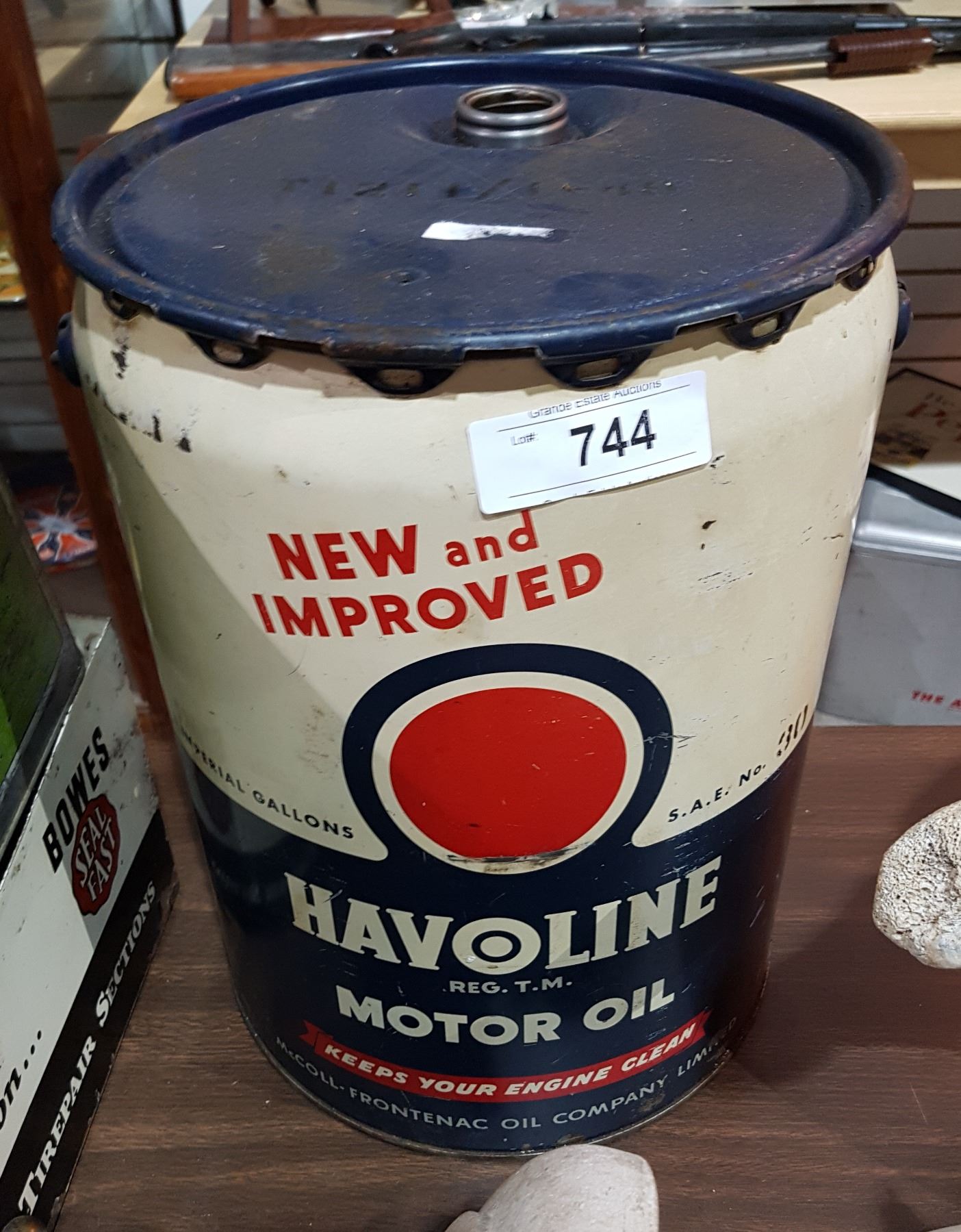 VINTAGE HALVOLINE MOTOR OIL 5 GALLON PAIL