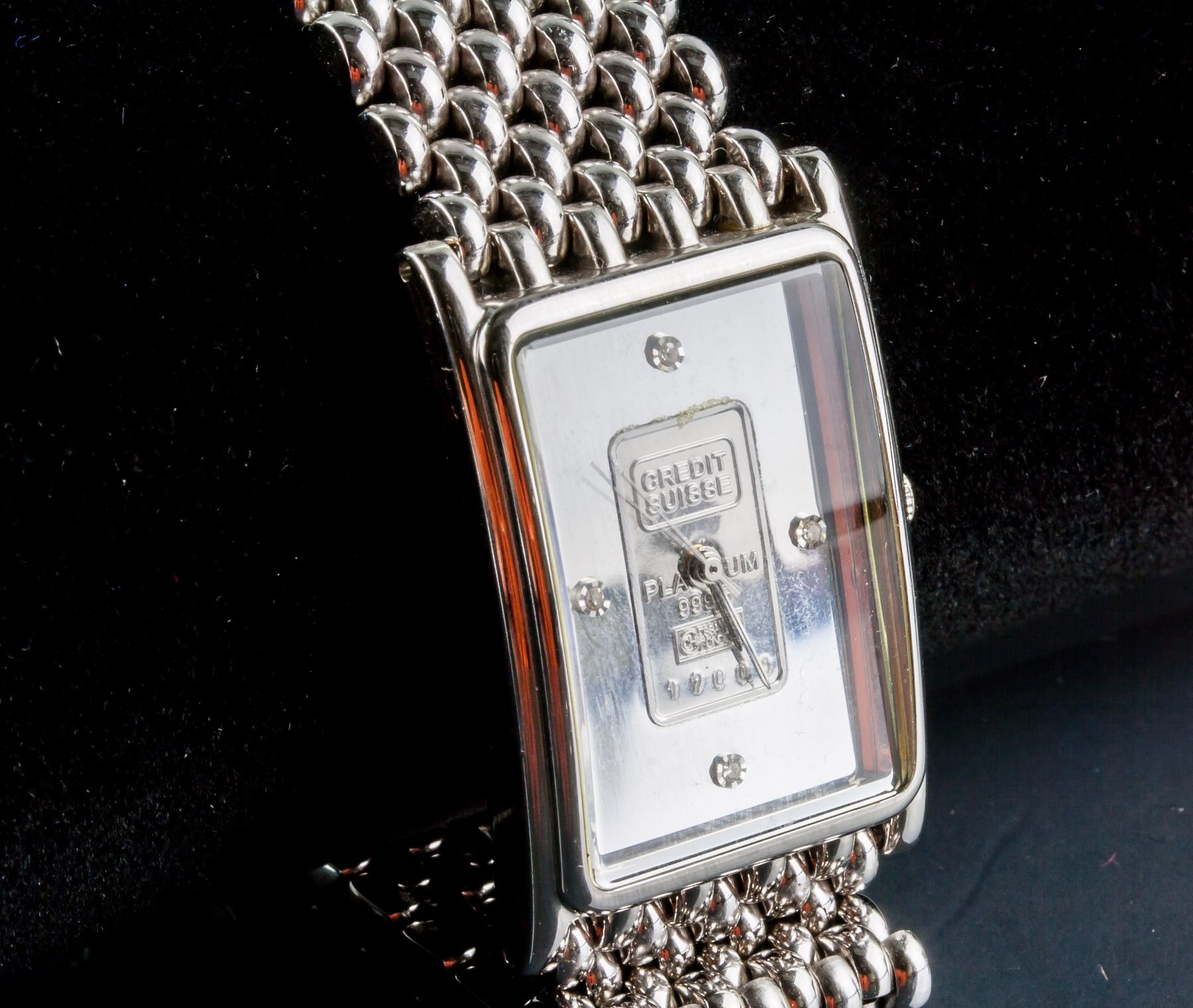 Credit Suisse 1G 999.5 Platinum Ingot Watch w/Cert