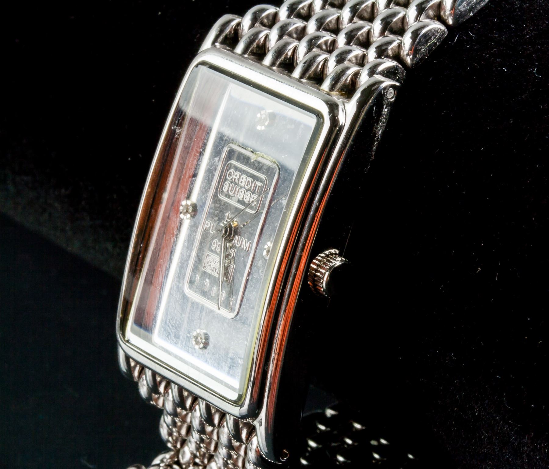 Credit Suisse 1G 999.5 Platinum Ingot Watch w/Cert