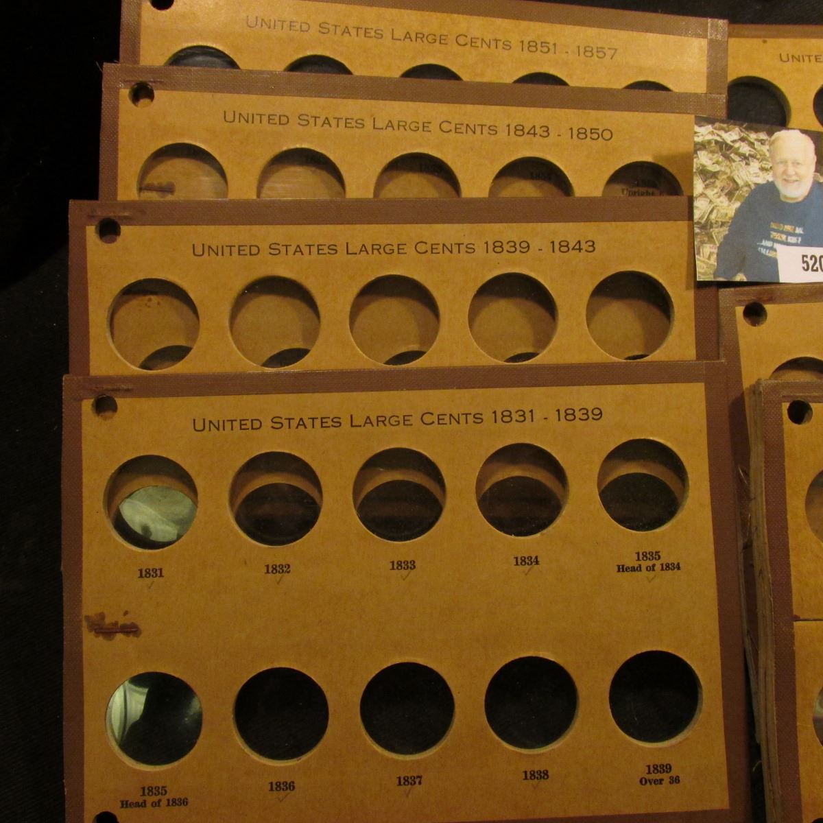 Set of (10) Meghrig coins boards made to hold U.S. Large Cents 1793-1857.