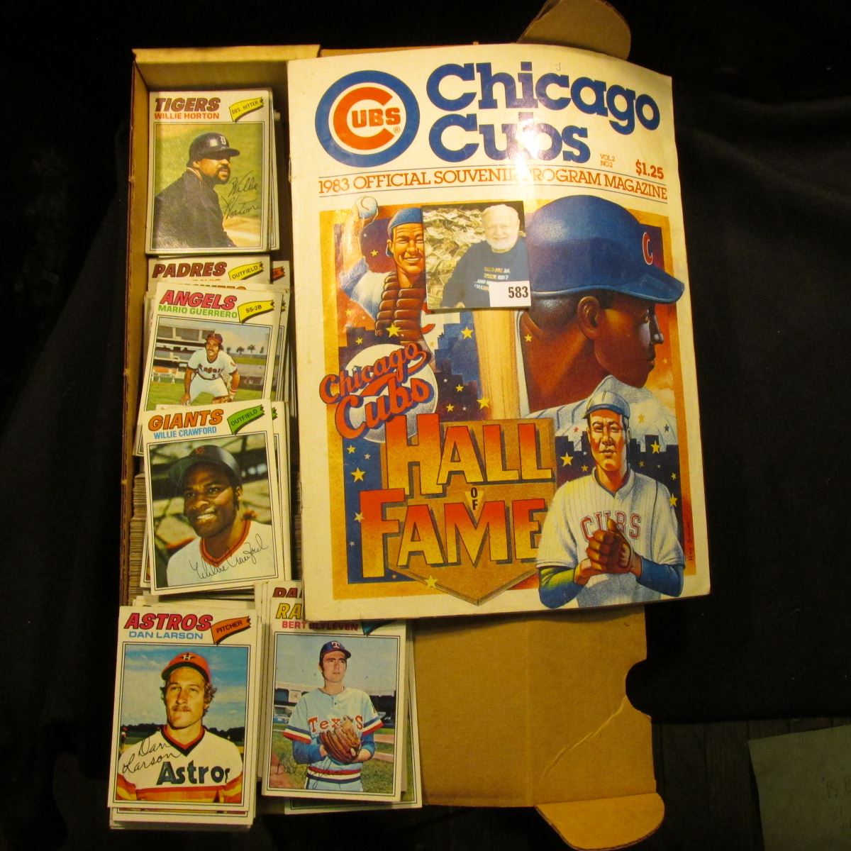 1983 Chicago Cubs Official Souvenir Program Magazine; & 14" Card Stock ...
