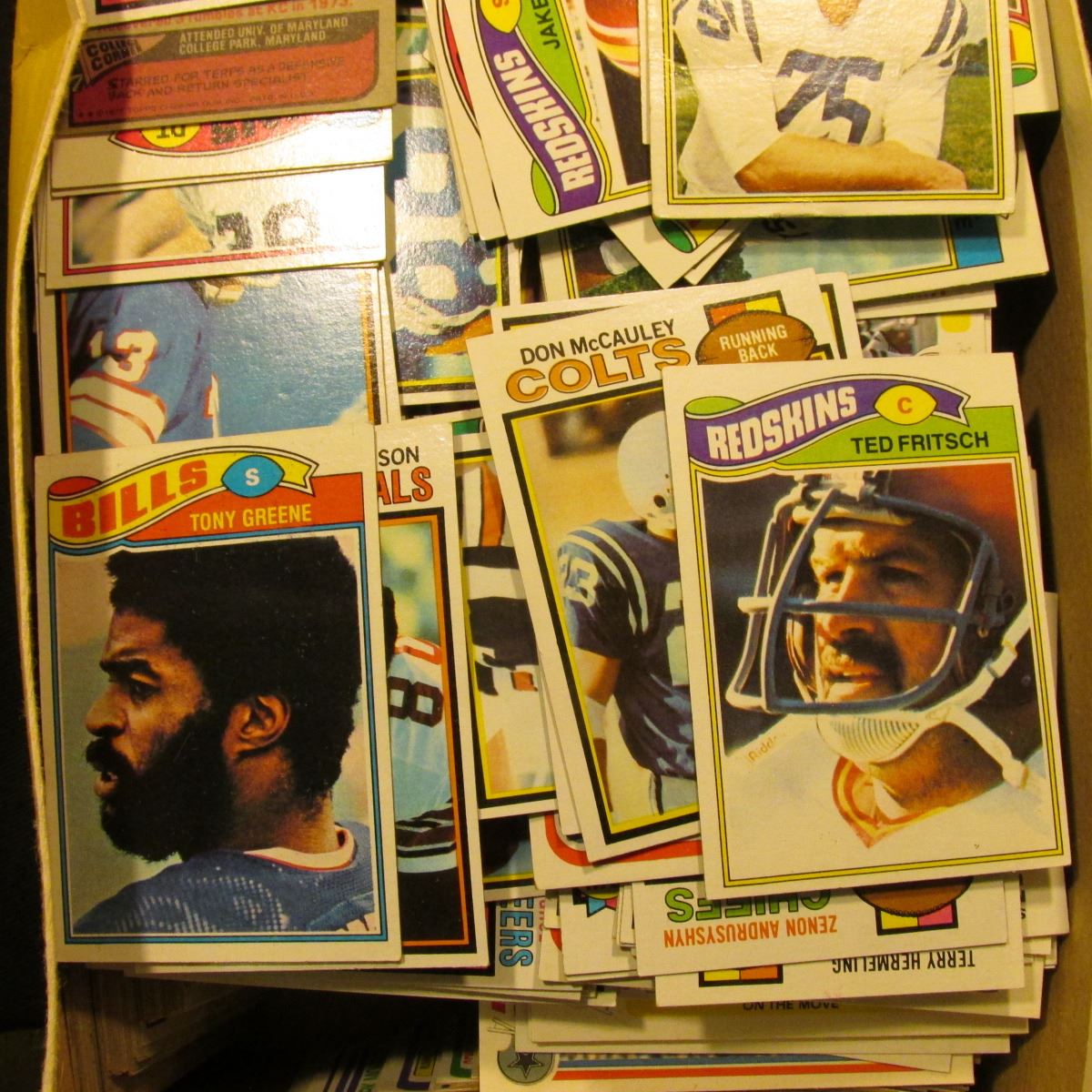 Shoebox full of 1977-79 era Football Cards.