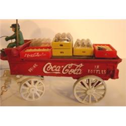 CAST IRON HORSE DRAWN COCA-COLA CART