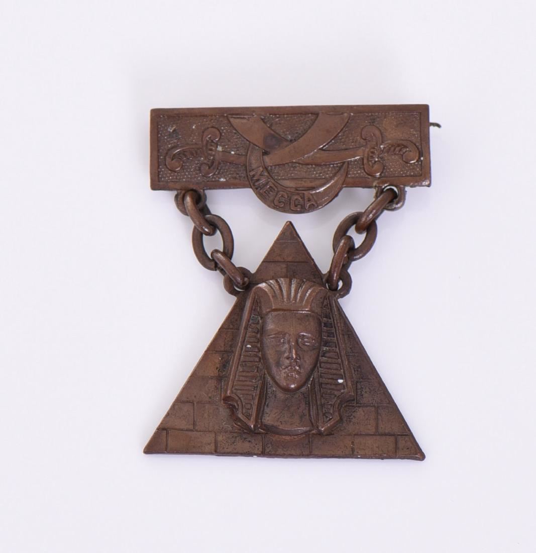 Antique Mecca masonic bronze Scimitar pin by