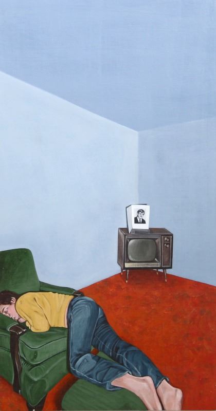 Robin Tewes, Man Sleeping, Acrylic Painting