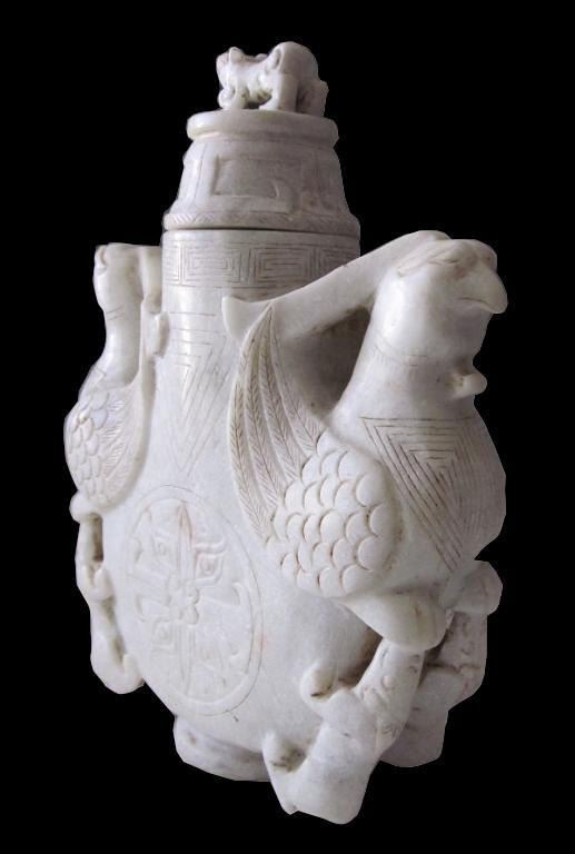Carved Soapstone Double Phoenix Vase