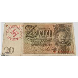 GERMAN NAZI BANK NOTE CONCENTRATION CAMP