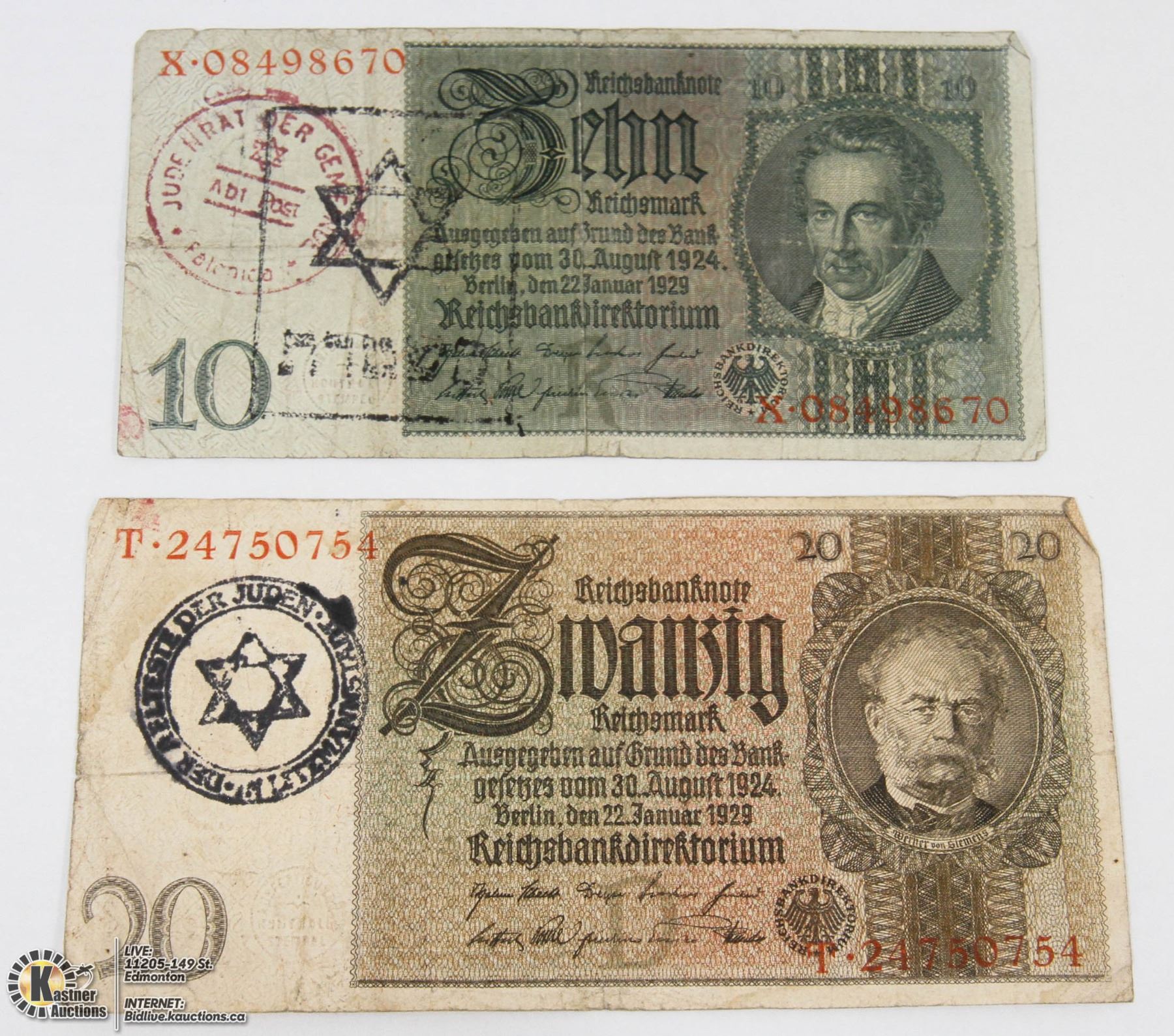 GERMAN NAZI WWII JEWISH GHETTO BANK NOTES
