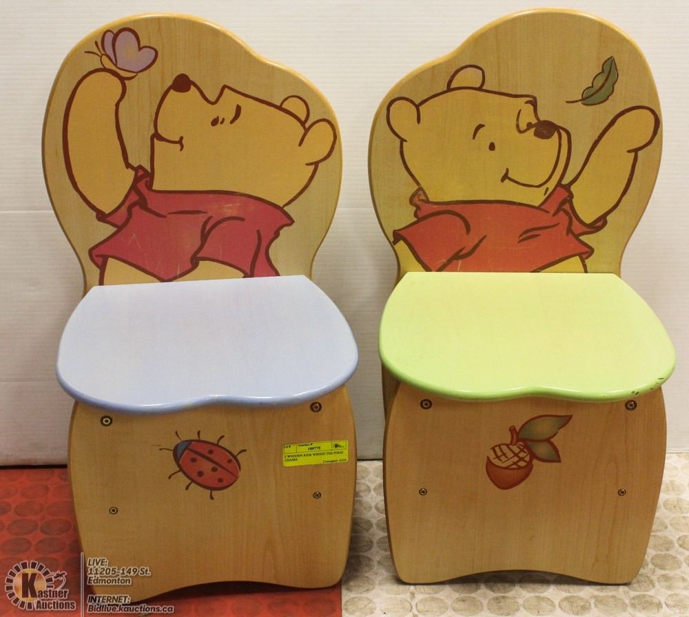 2 WOODEN KIDS WINNIE THE POOH CHAIRS