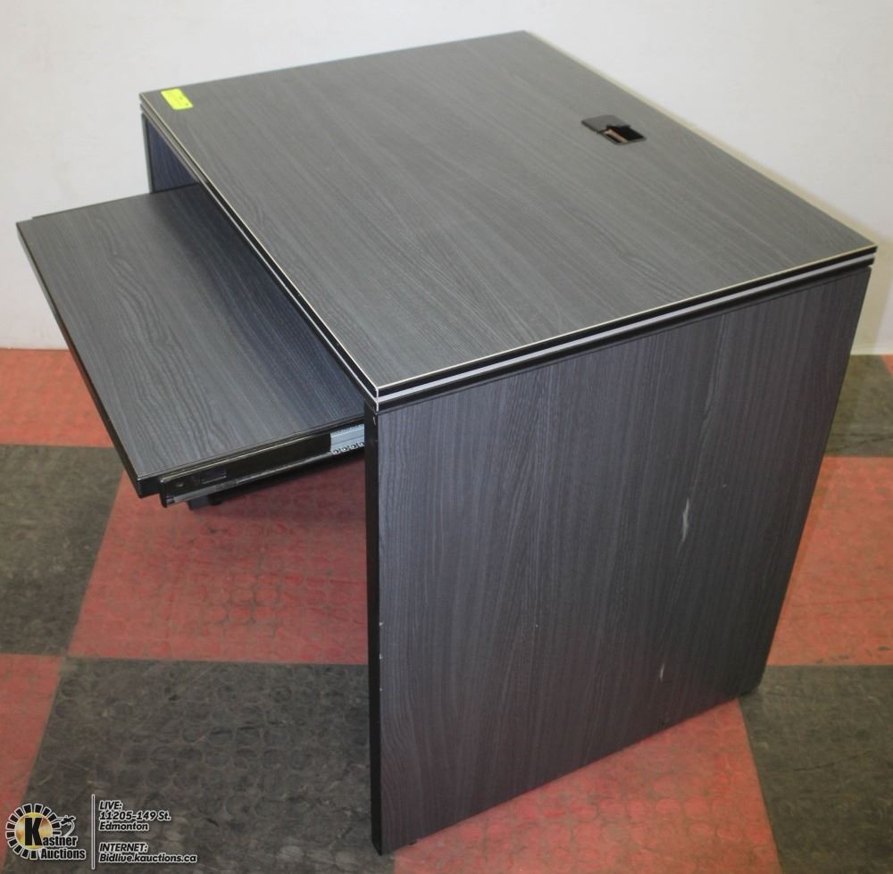 GREY & BLACK COMPUTER DESK W/SLIDE-OUT