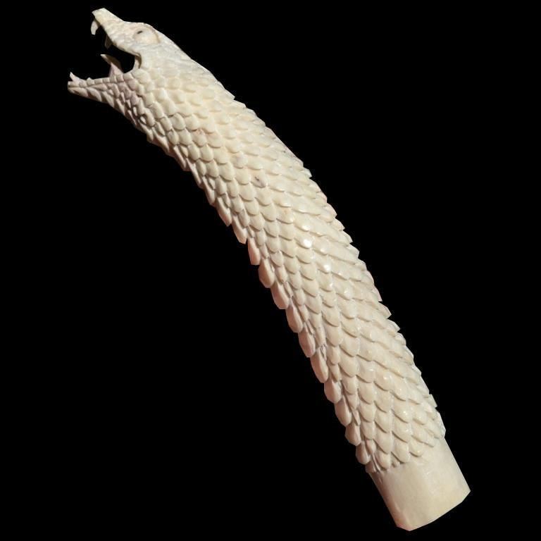 Hand-carved Antler Serpent Snake Dagger Handle