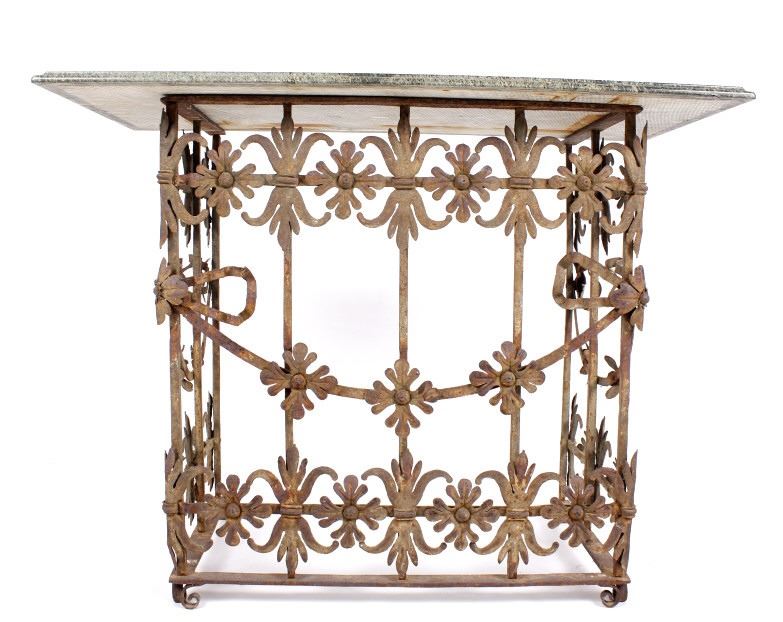 Wrought Iron & Green Marble Entryway Table
