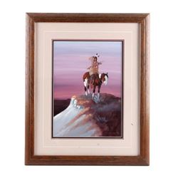 Original Gale Running Wolf Framed Acrylic Painting