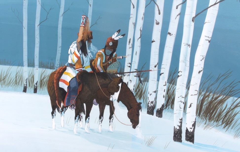 Original Gale Running Wolf Framed Acrylic Painting