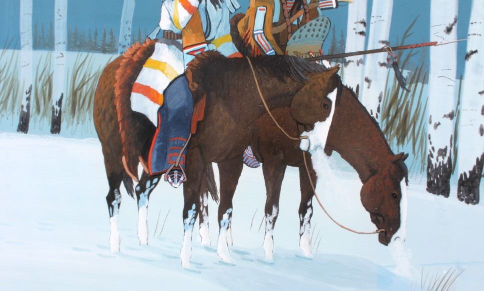 Original Gale Running Wolf Framed Acrylic Painting