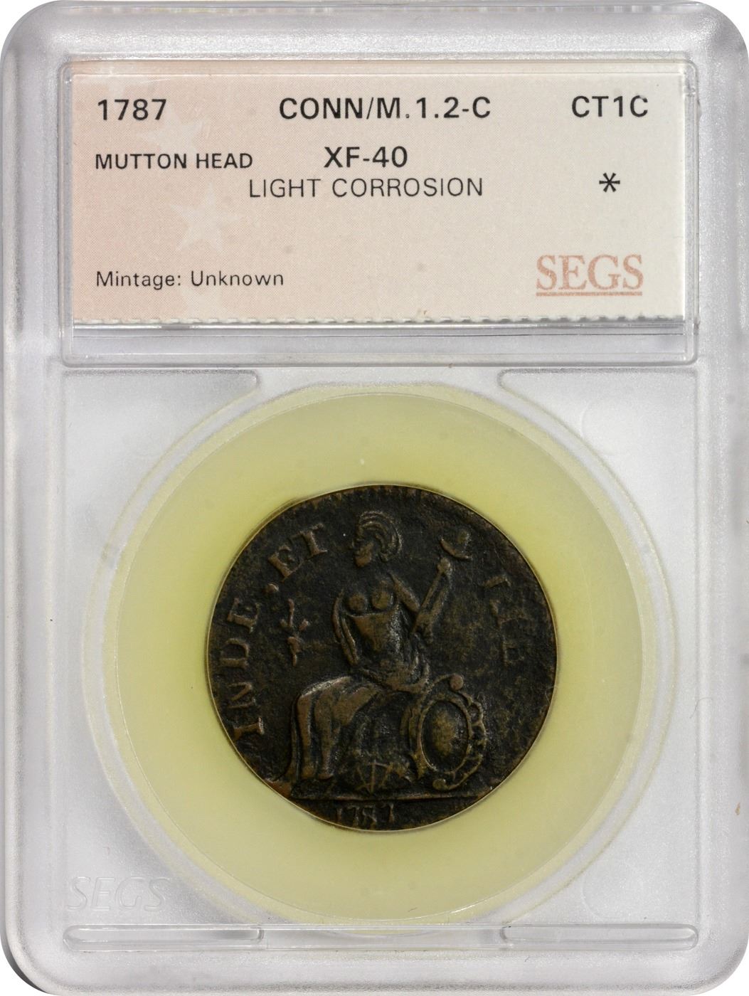 1787 Mutton Head Copper 1787 Connecticut Copper. Miller 1.2-C. Mutton ...