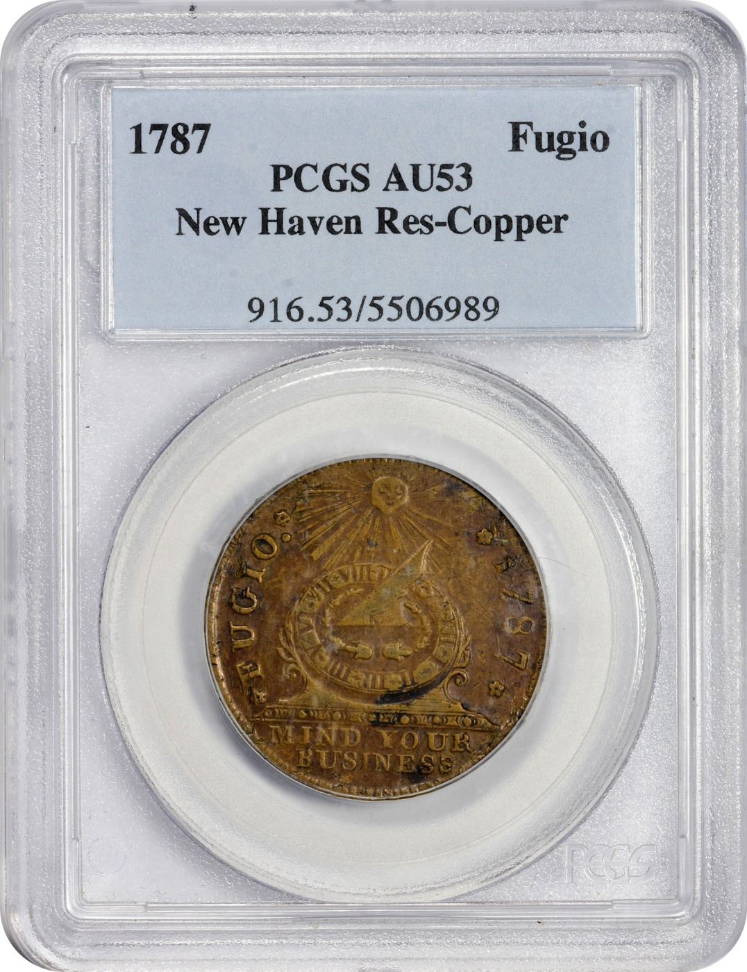 AU 1787 Fugio Copper Restrike “1787” Fugio Copper. New Haven Restrike ...
