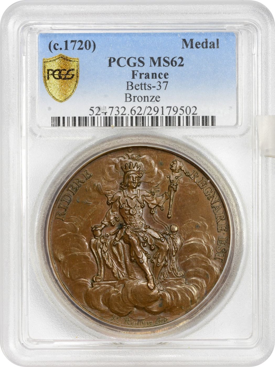 Beautiful Bronze (c. 1720) Betts Medal Betts-37 France. (circa 1720) La ...