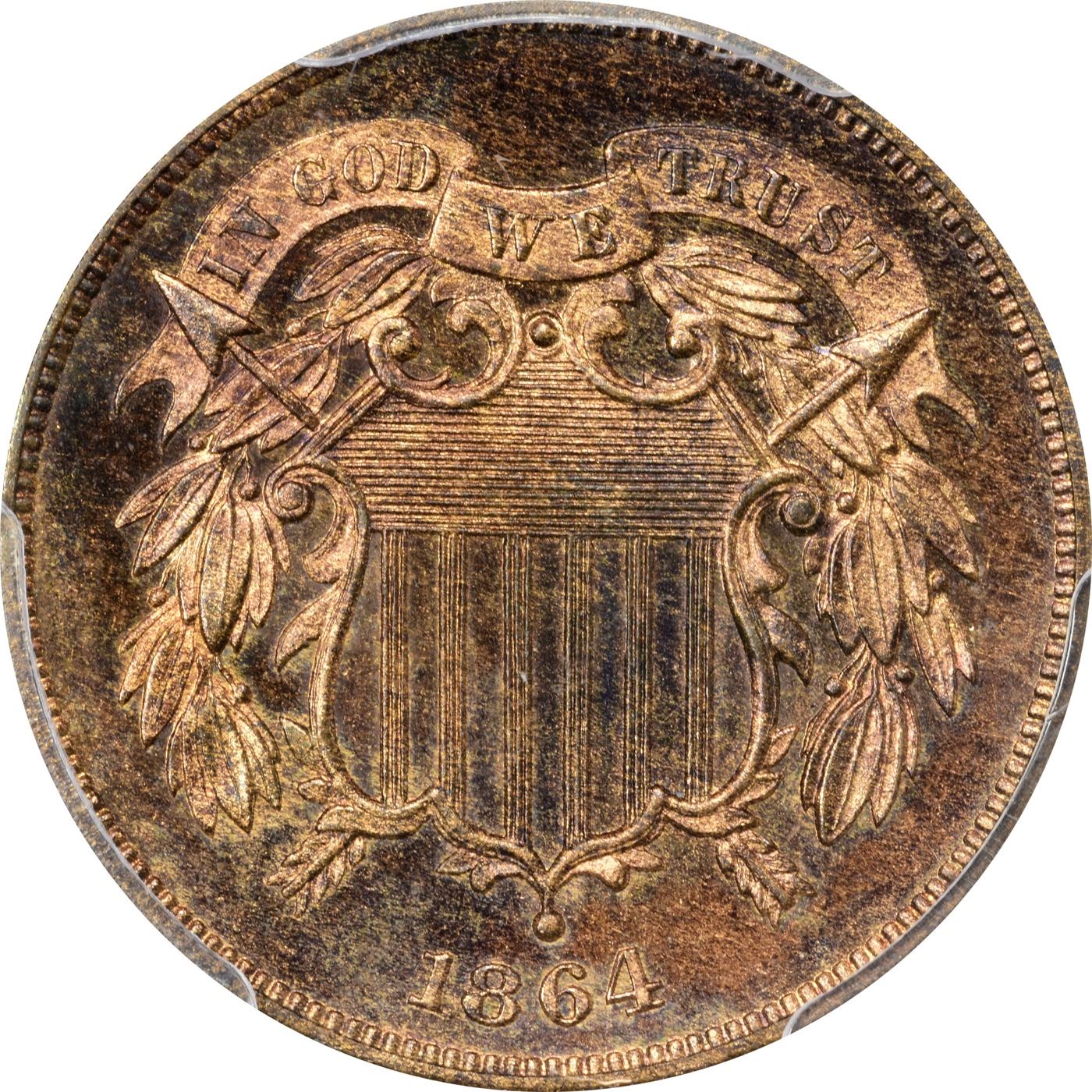 Gem Proof 1864 Large Motto Two-Cents Mintage: “100+” 1864 Two-Cents ...