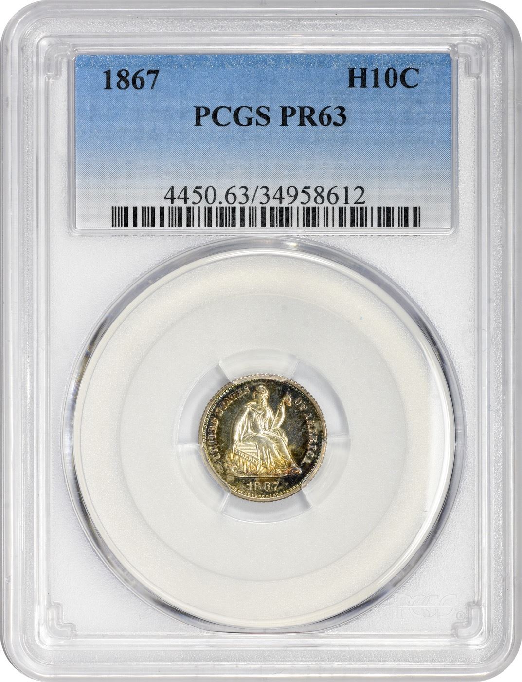 Choice Proof 1867 Half Dime 1867 Half Dime Proof-63 PCGS.