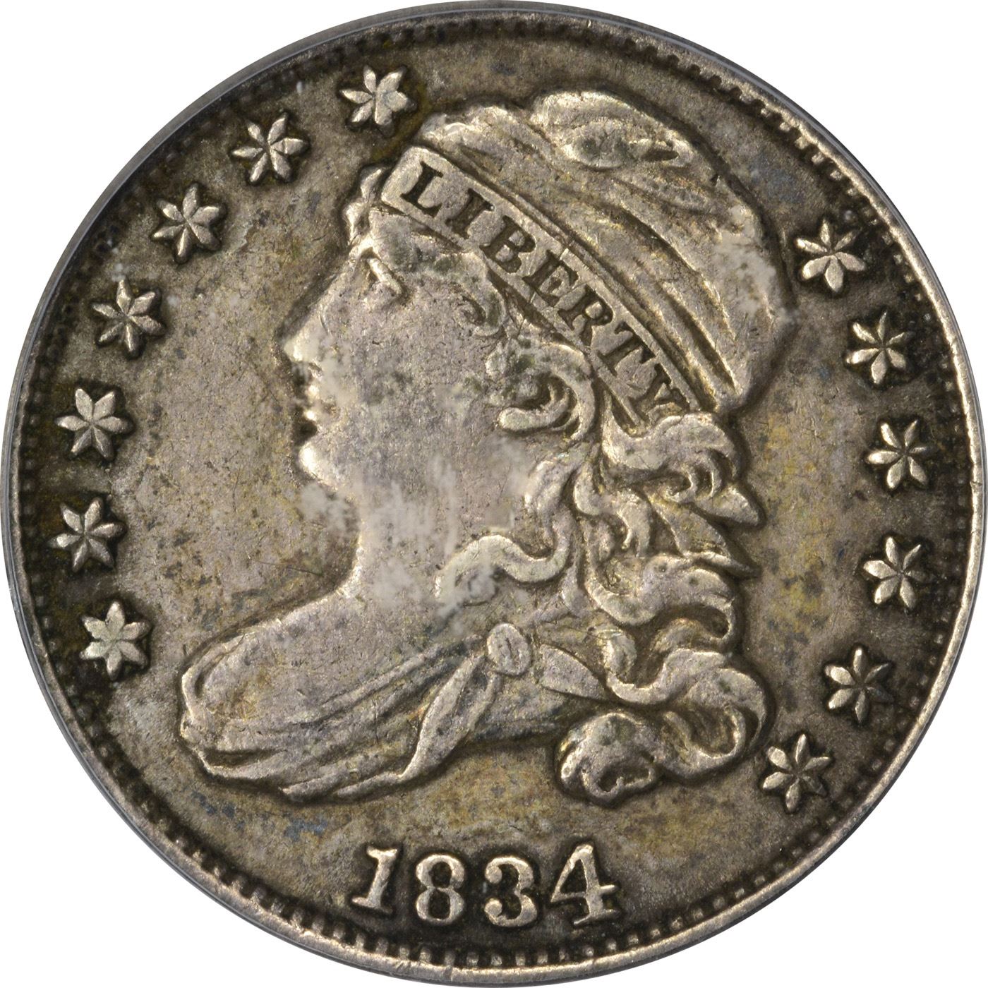 EF 1834 Large 4 Dime 1834 Dime Large 4. JR-1. Rarity-1. EF-45 PCGS.