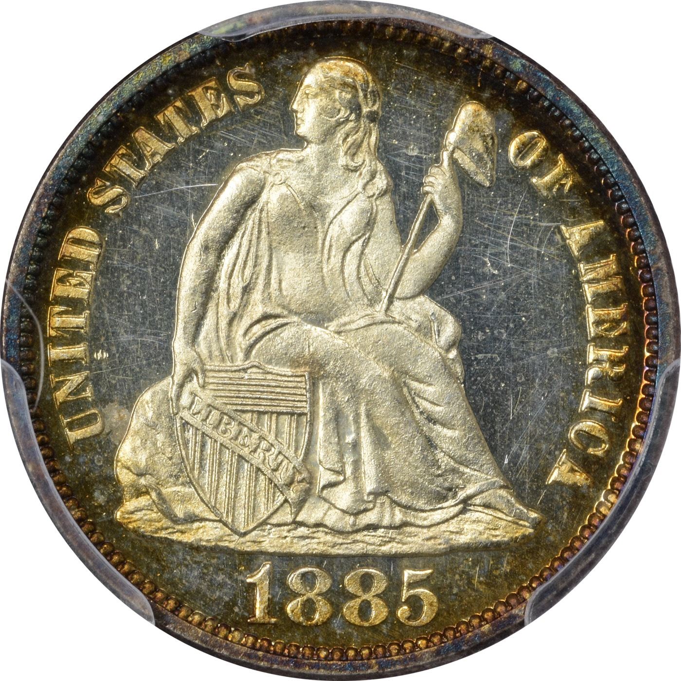 Choice DCAM Proof 1885 Dime 1885 Dime Proof-63 DCAM PCGS.