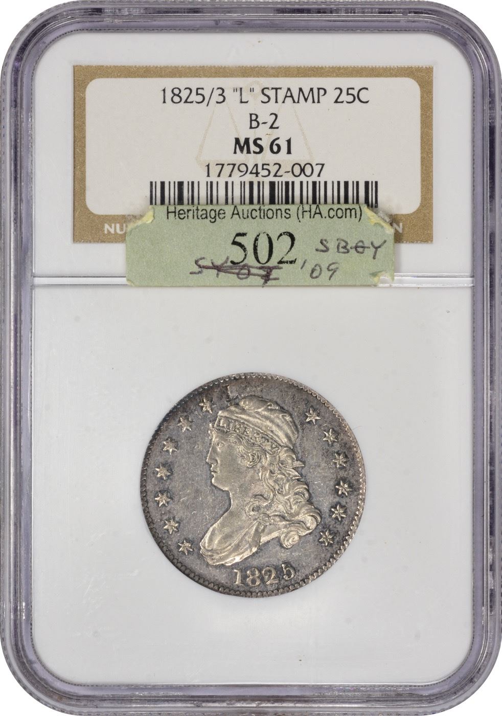 Uncirculated 1825/3 Quarter Enigmatic “L” Counterstamp 1825/3 Quarter B ...