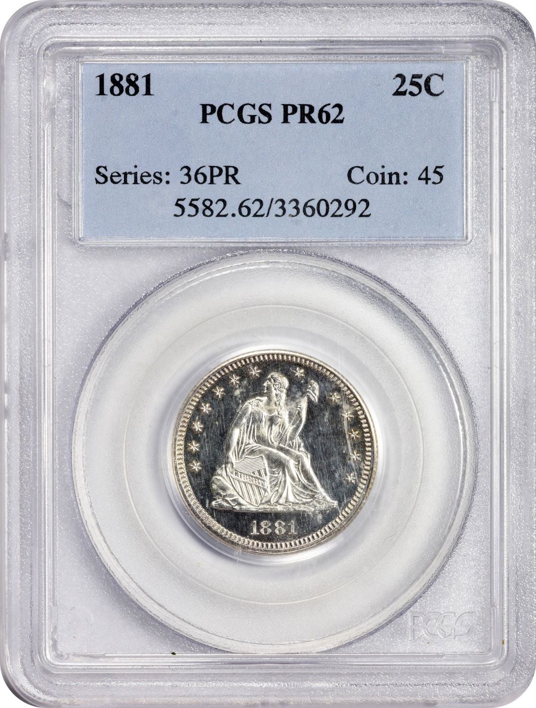 Brilliant Proof 1880 Quarter 1881 Quarter Proof-62 PCGS.