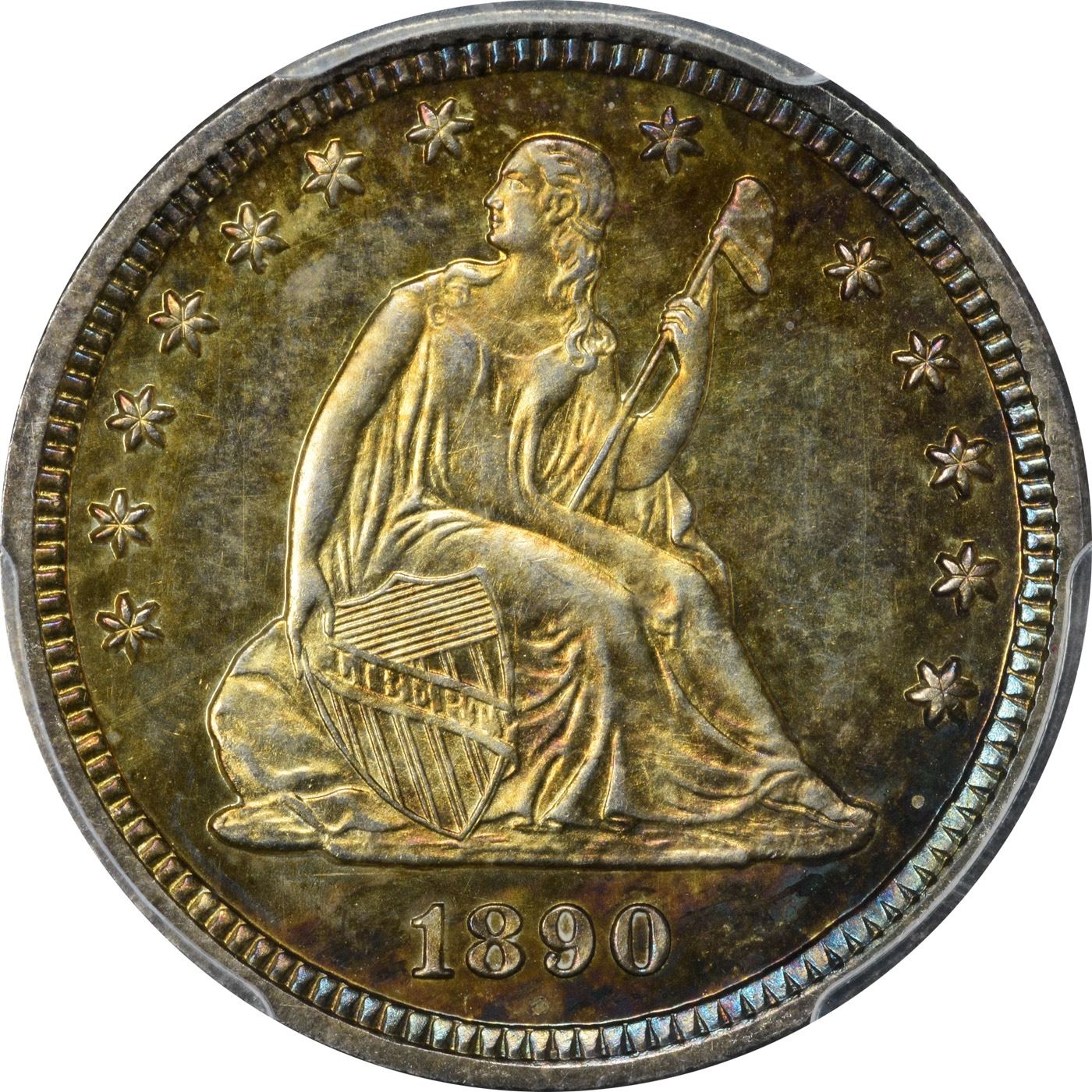 Colorful Choice Proof 1890 Quarter 1890 Quarter Proof-63 PCGS.