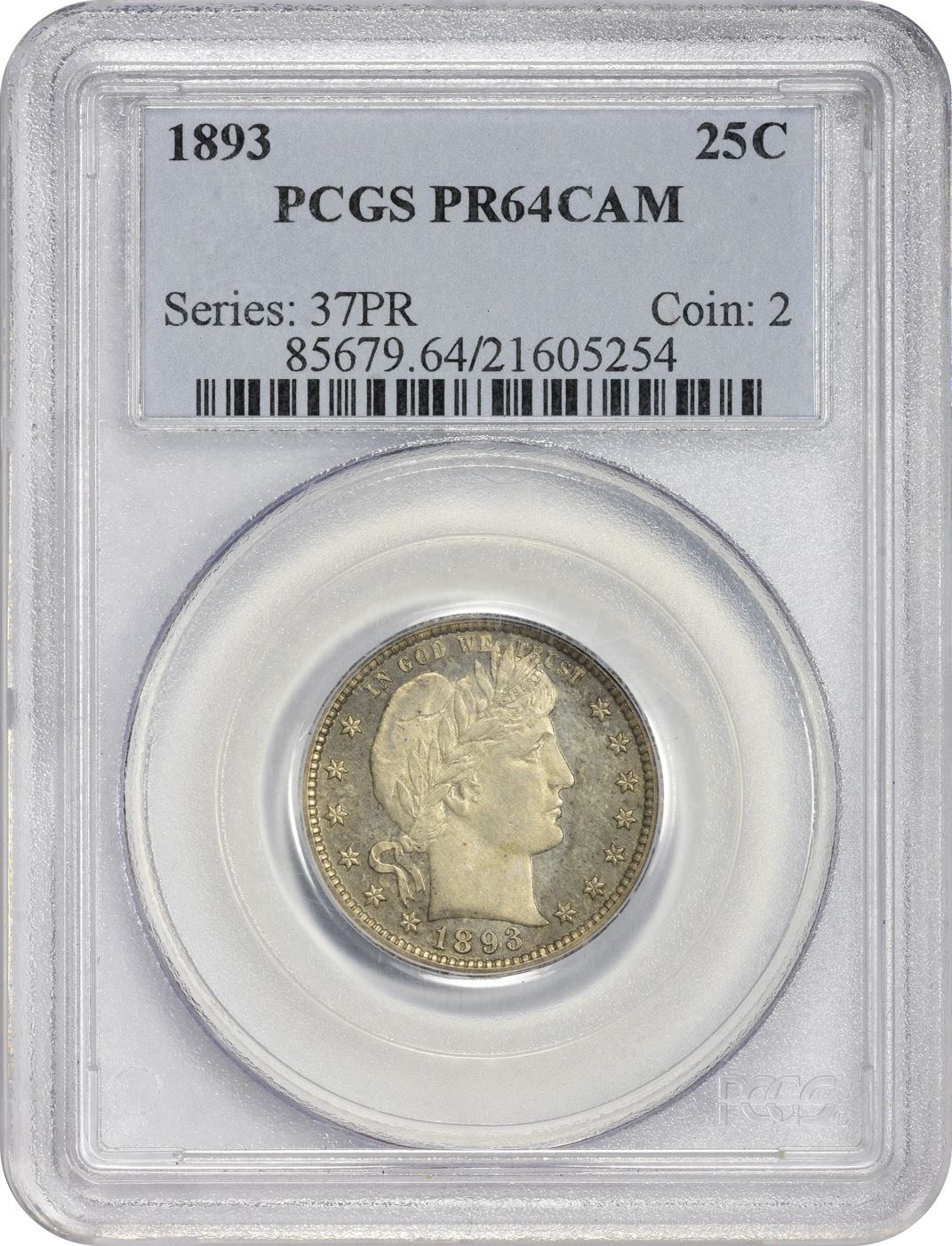 Choice CAM Proof 1893 Quarter 1893 Quarter Proof-64 CAM PCGS. - Kagin's ...