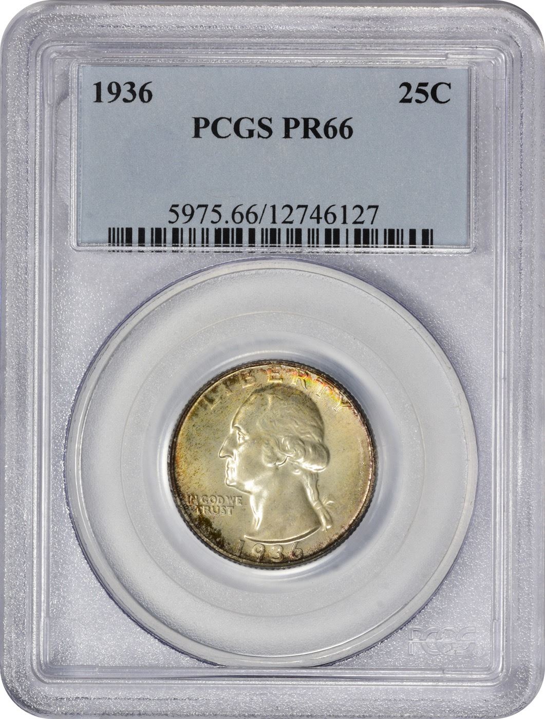 Toned Gem Proof 1936 Quarter 1936 Quarter Proof-66 PCGS.