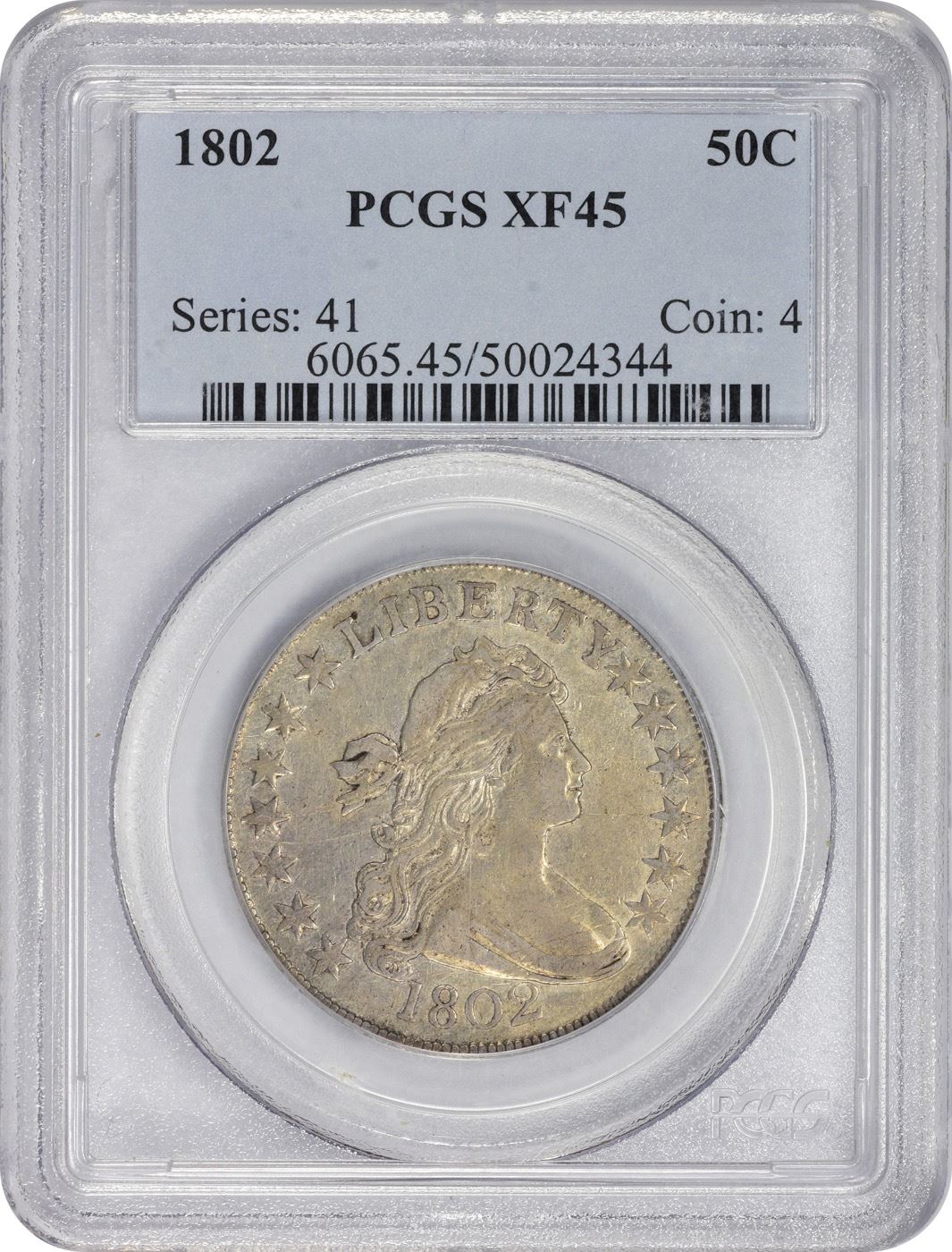 Choice EF 1802 Half Dollar 1802 Half Dollar O-101. Rarity-3. EF-40 PCGS.