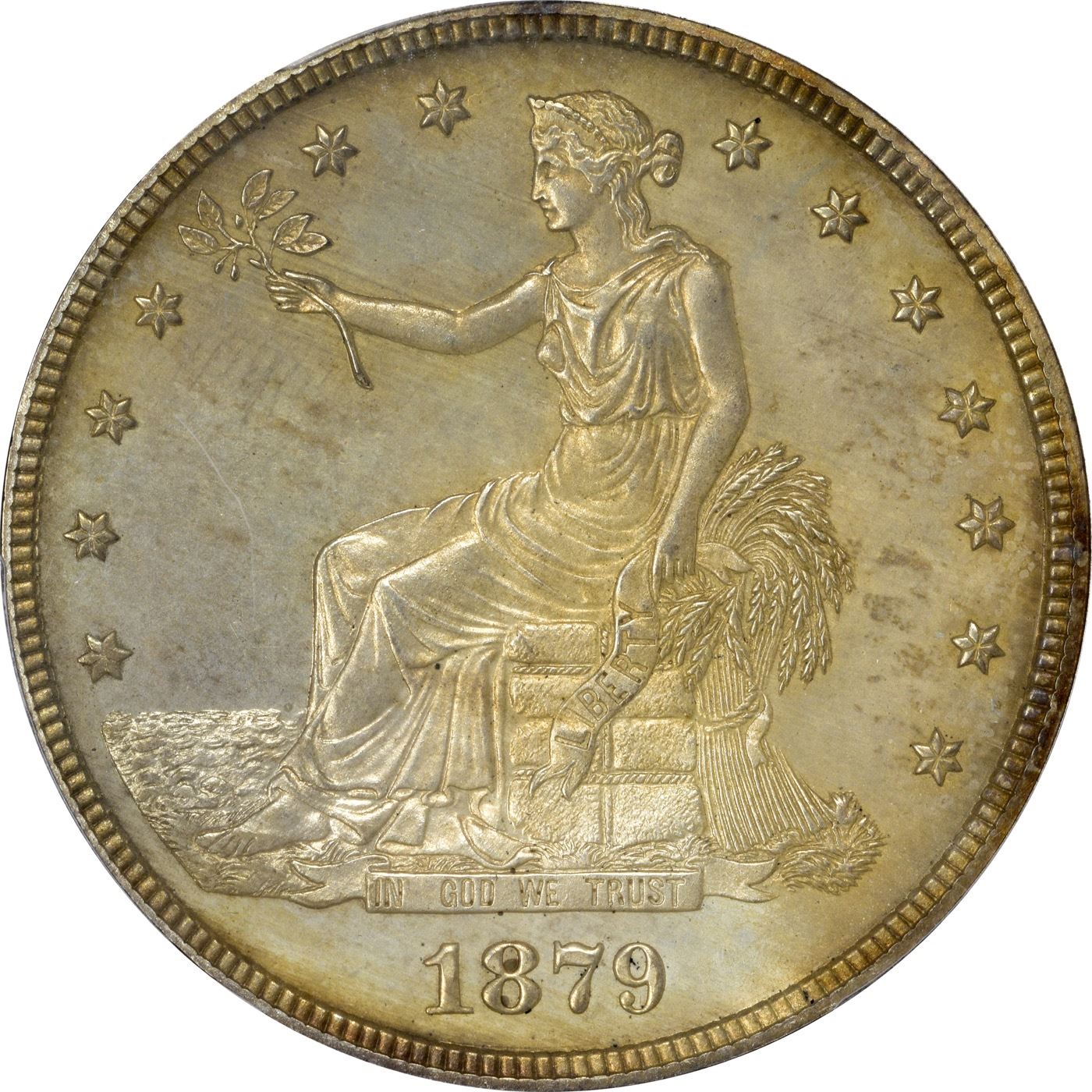 Toned Proof 1879 Trade Dollar 1879 Trade $1. Proof-62 PCGS.