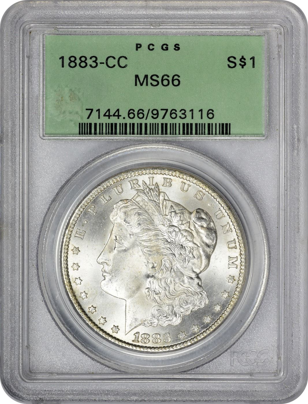 Gem Mint State 1883-CC Morgan $1 1883-CC Dollar MS-66 PCGS. OGH.