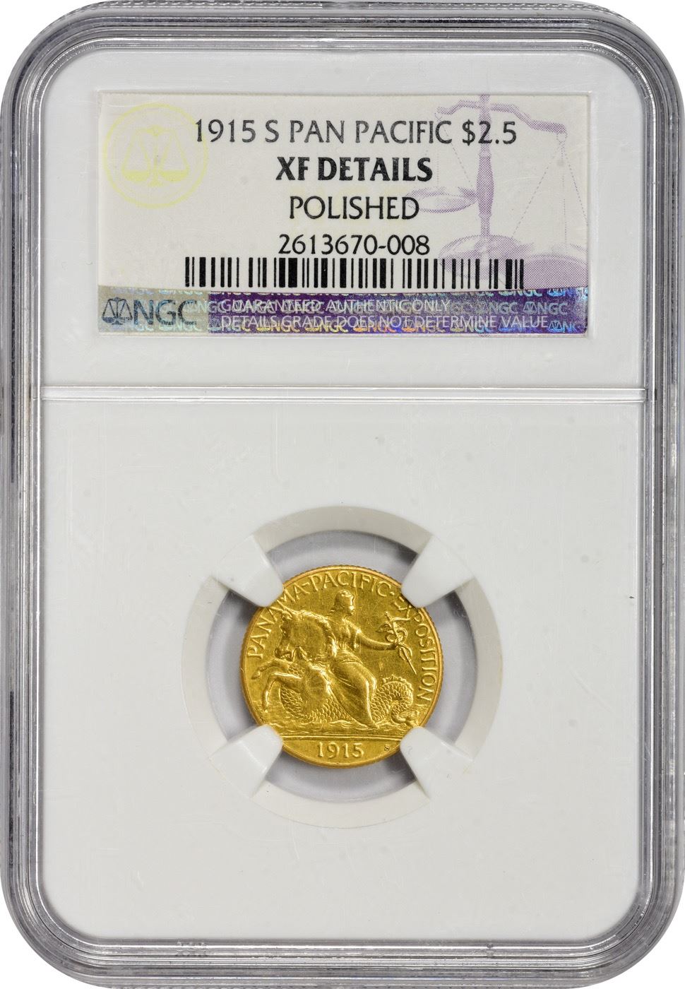 EF Details 1915-S Pan-Pac $2.50 1915-S Commem Gold Panama-Pacific Gold ...