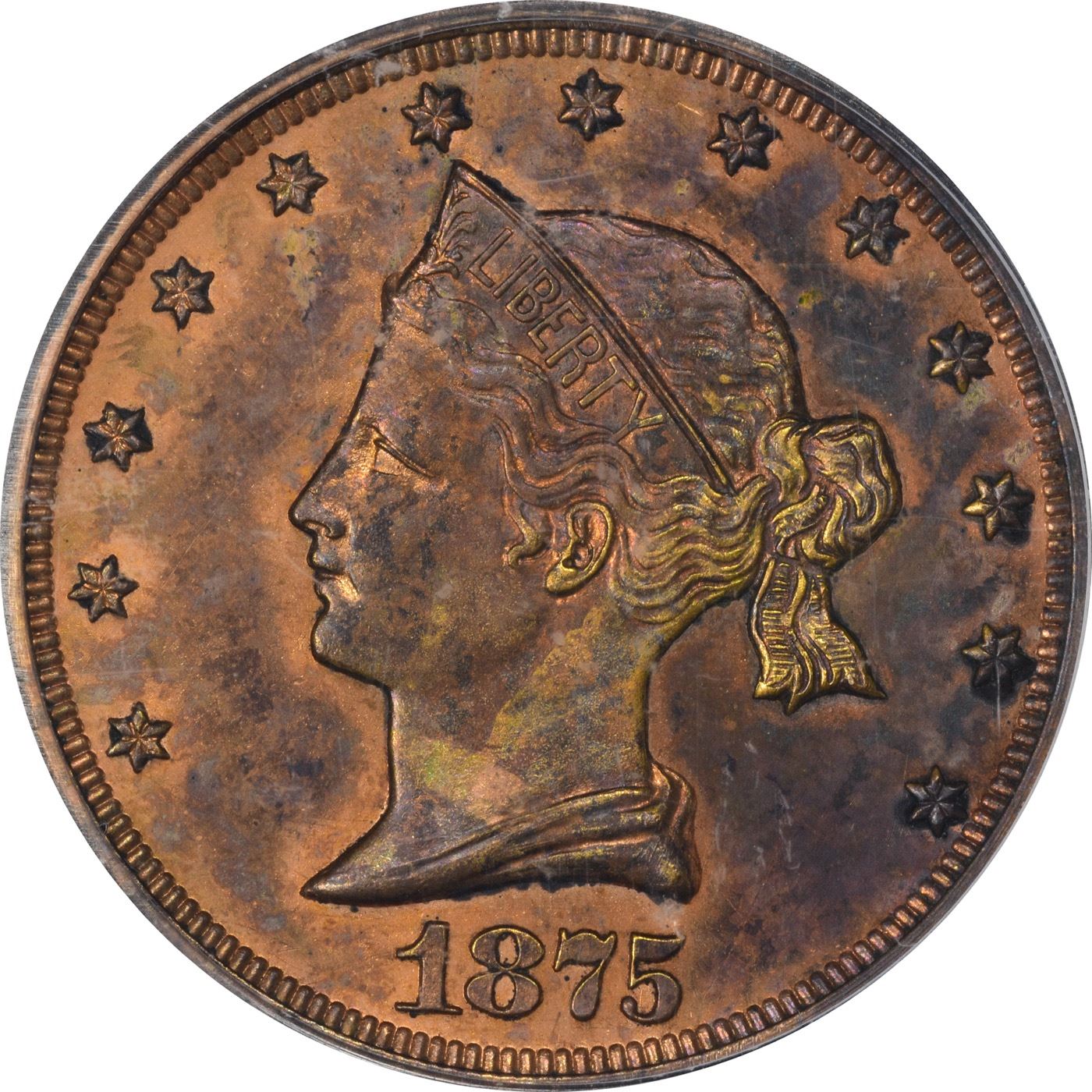 Proof Copper 1875 Pattern Twenty-Cents Barber’s Sailor Head Design 1875 ...