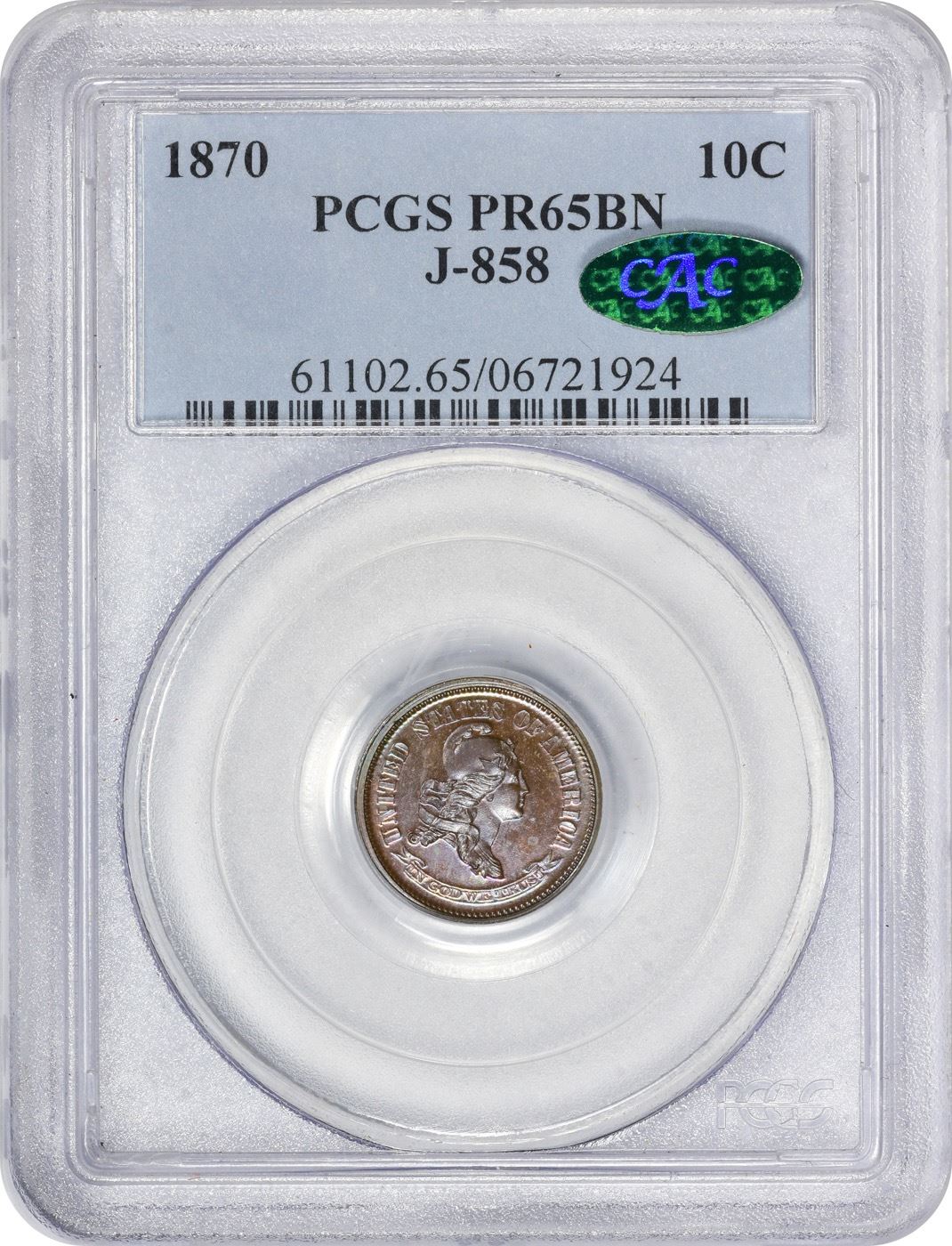 Copper 1870 Mini-Dime Pattern 1870 Pattern Ten-Cents. Judd-858, Pollock ...