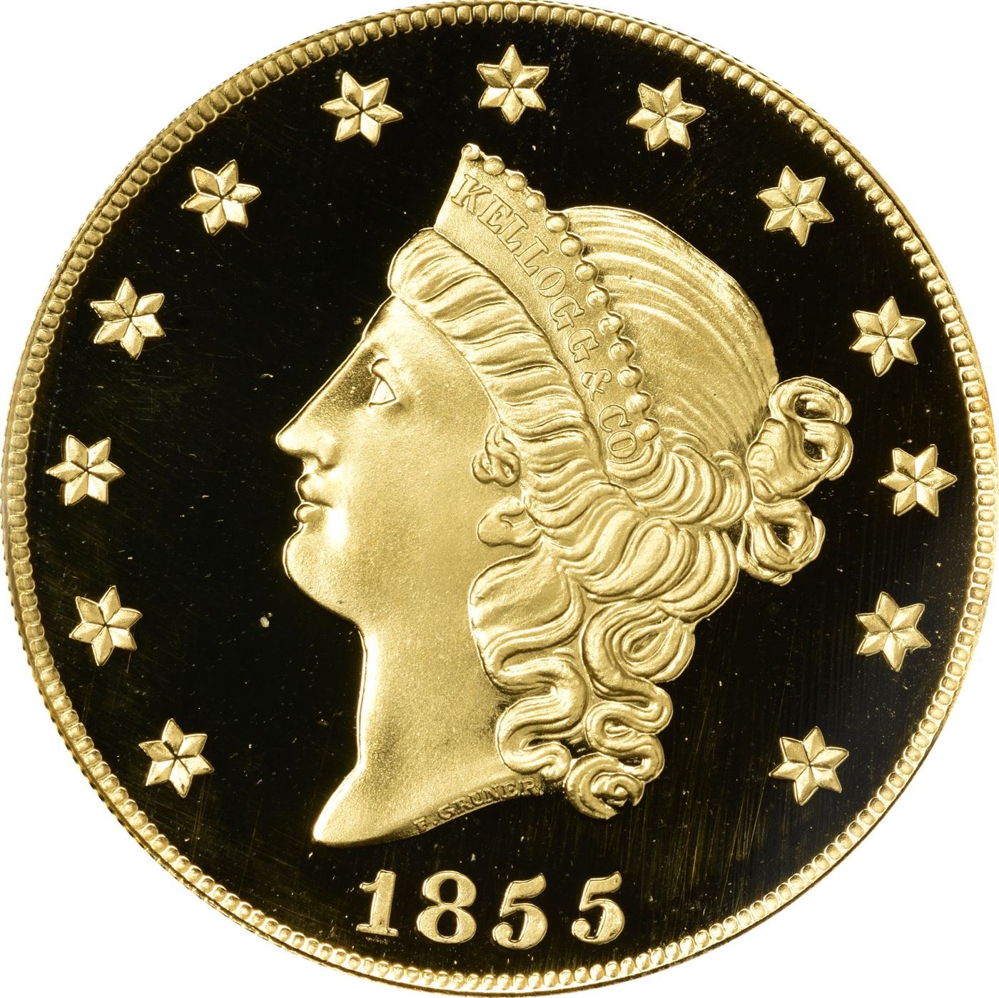 Restrike “1855” (2001) Kellogg $50 Gold From S.S. Central America Gold ...