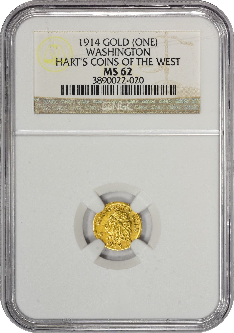 1914-Dated Gold Washington State One Token M.E. Hart. 1914-Dated ...