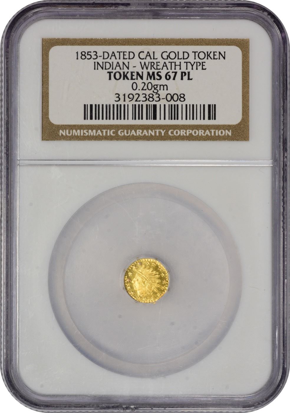 Gem PL 1853-Dated California Gold Token “1853” Octagonal Quarter-Sized ...