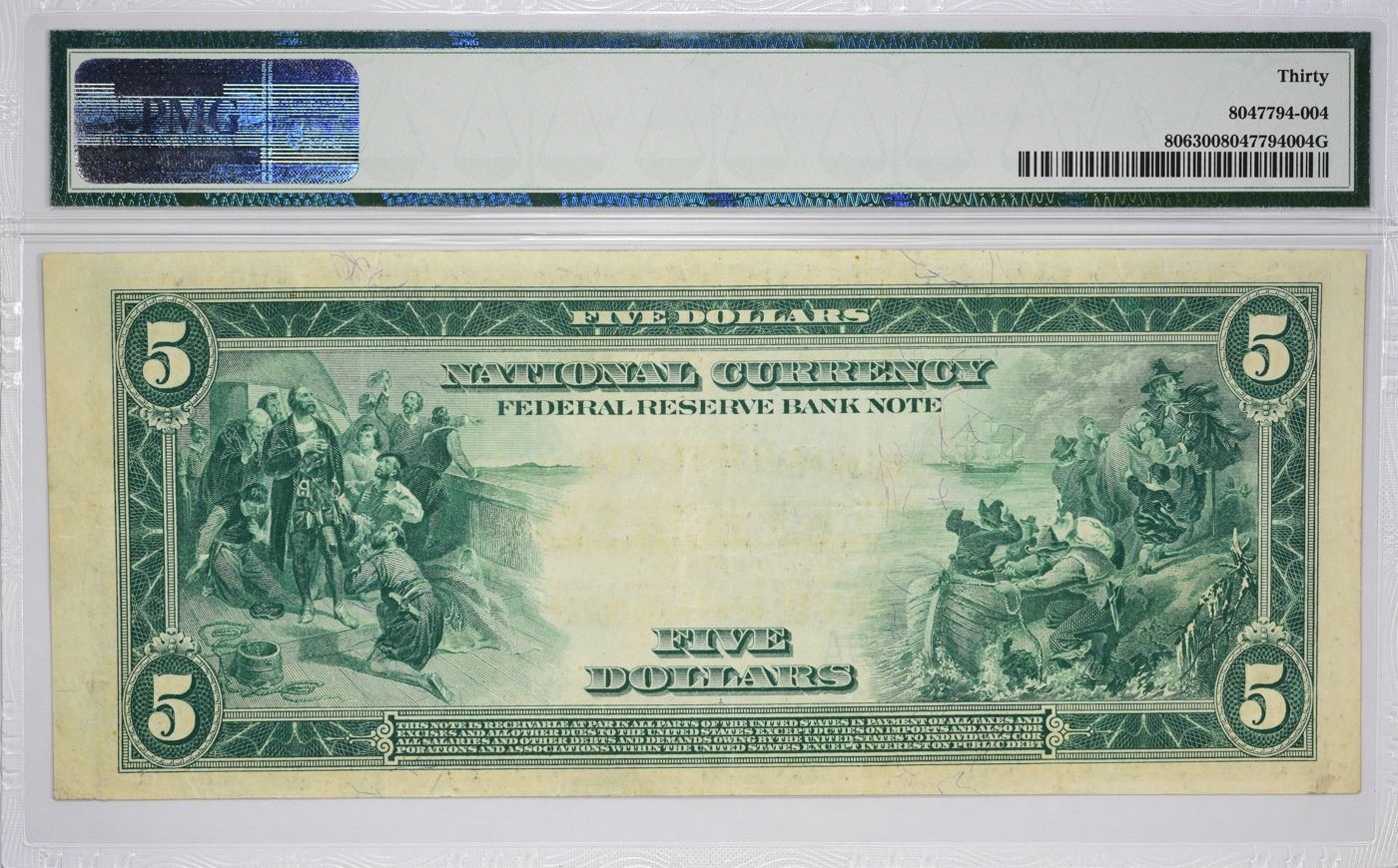 Fr. 806. 1915 $5 Federal Reserve Bank Note. Dallas. PMG Very Fine 30.