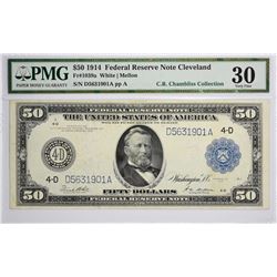 Fr. 1039a. 1914 $50 Federal Reserve Note. Blue Seal. Cleveland. PMG Very Fine 30.
