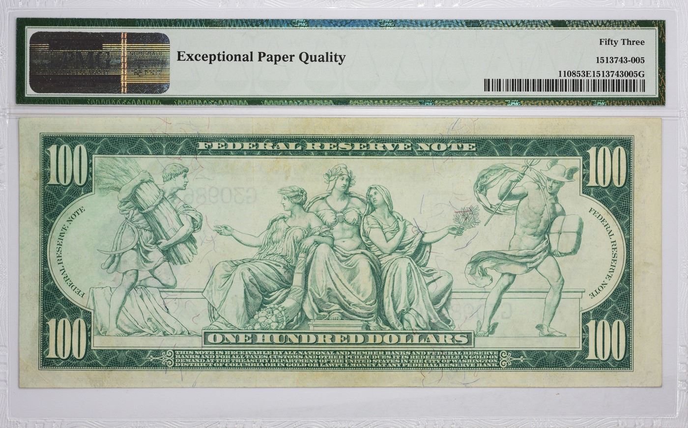 Fr. 1108. 1914 $100 Federal Reserve Note. Blue Seal. Chicago. PMG About ...