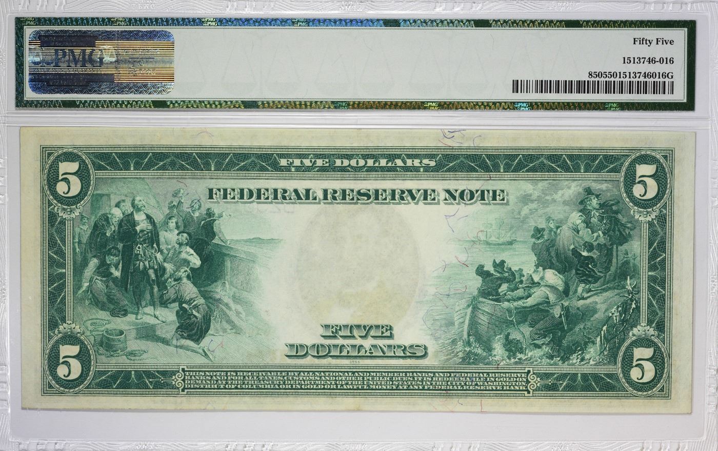 Lot of (3) 1914 $5 Federal Reserve Notes. Blue Seals. PMG Graded. Three ...