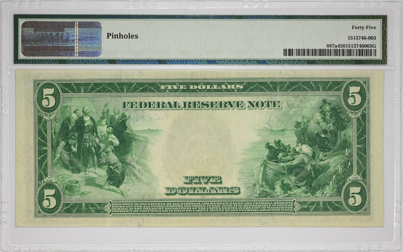 Lot of (5) 1914 $5 Federal Reserve Notes. Blue Seals. PMG. Graded. All ...