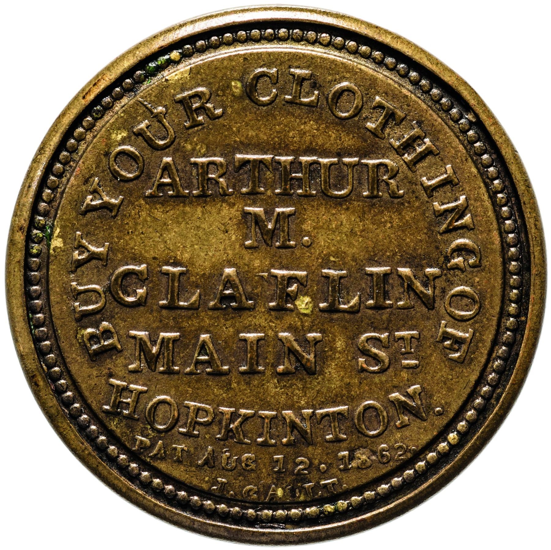 Very Rare Arthur M. Claflin Five Cents Arthur M. Claflin. 5 Cents. HB ...