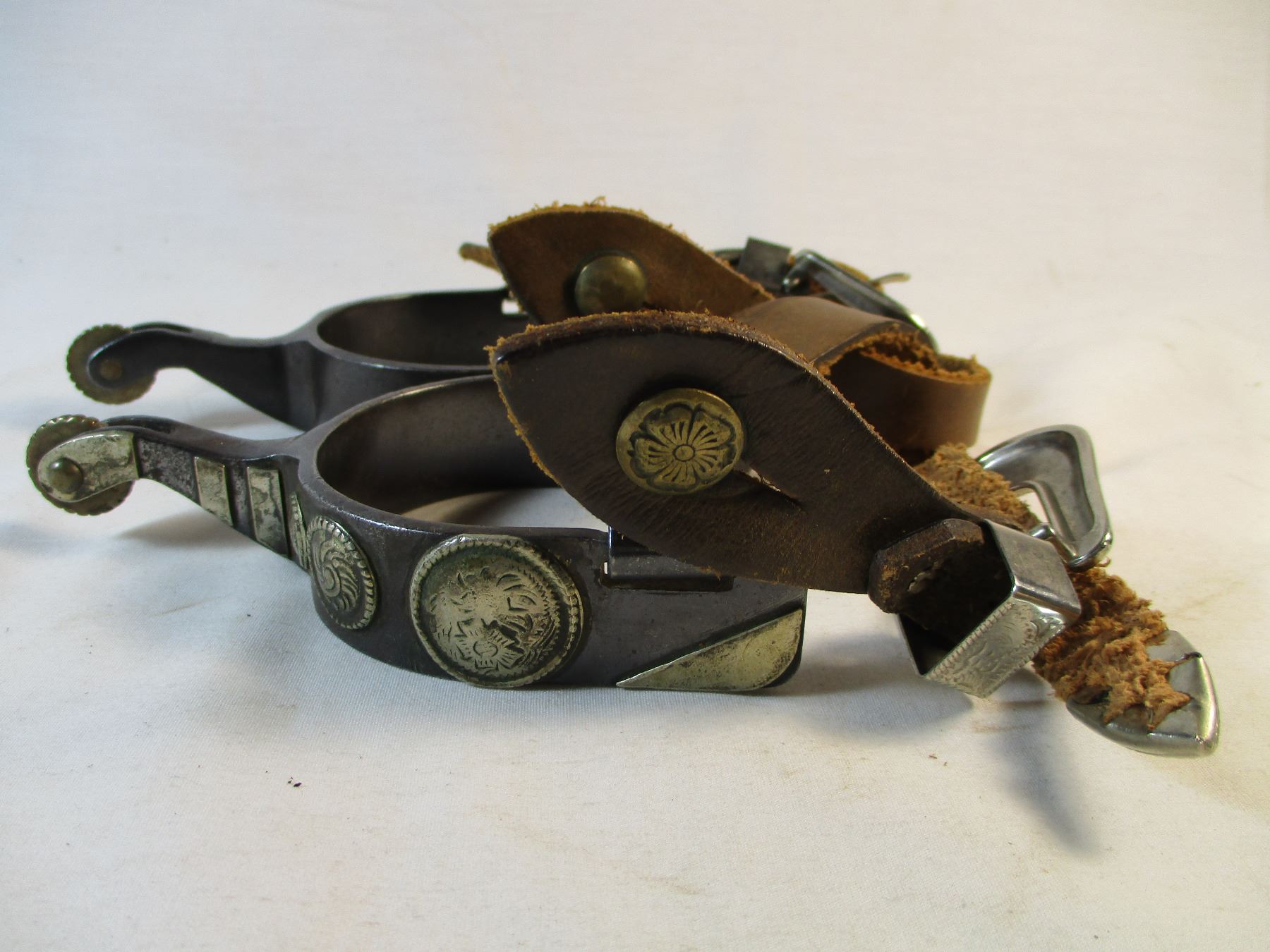 Vintage Silver Mounted Spurs with Straps