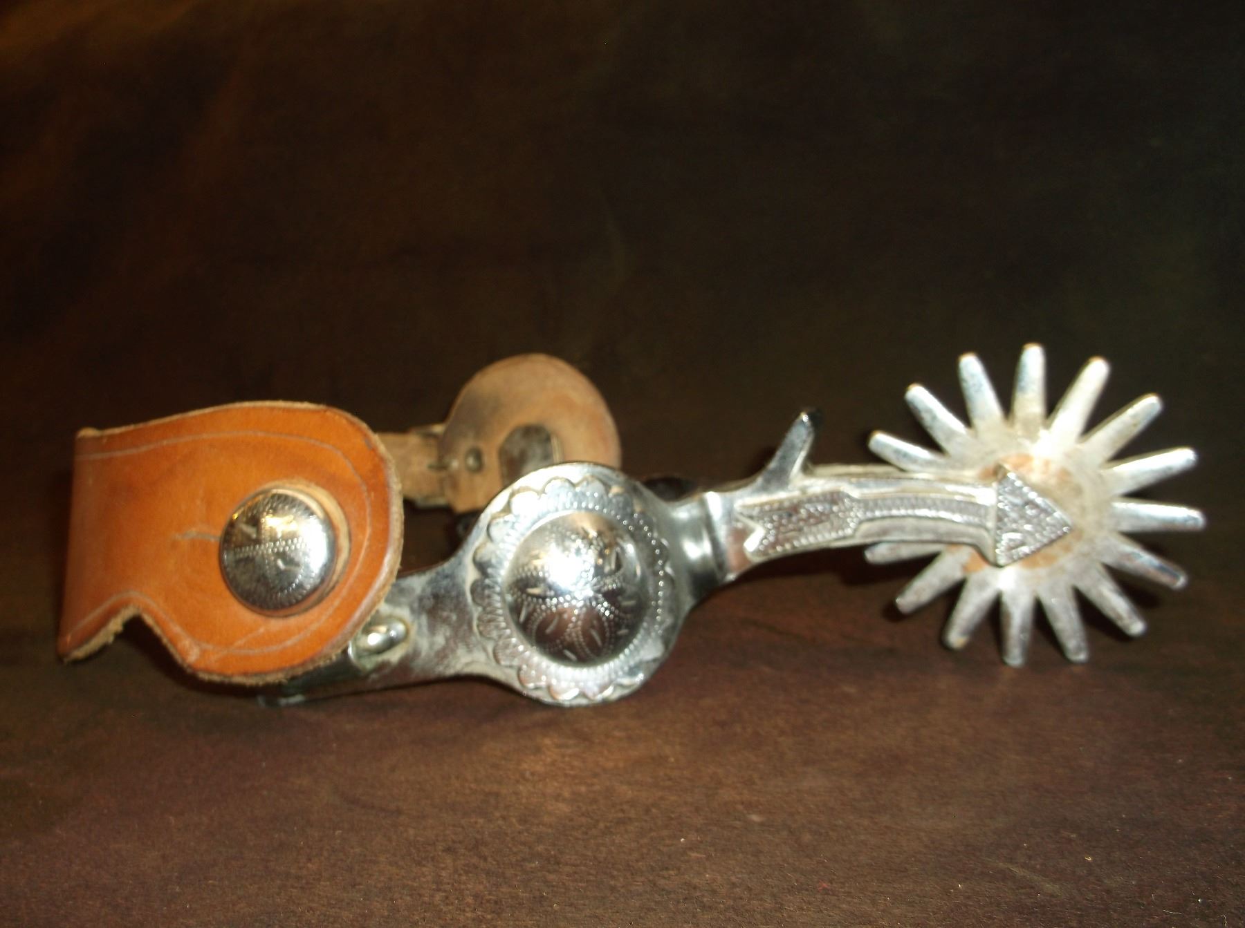 Marked Crockett Nickel Plated Spurs- Frontier Pattern- Arrow Shanks ...