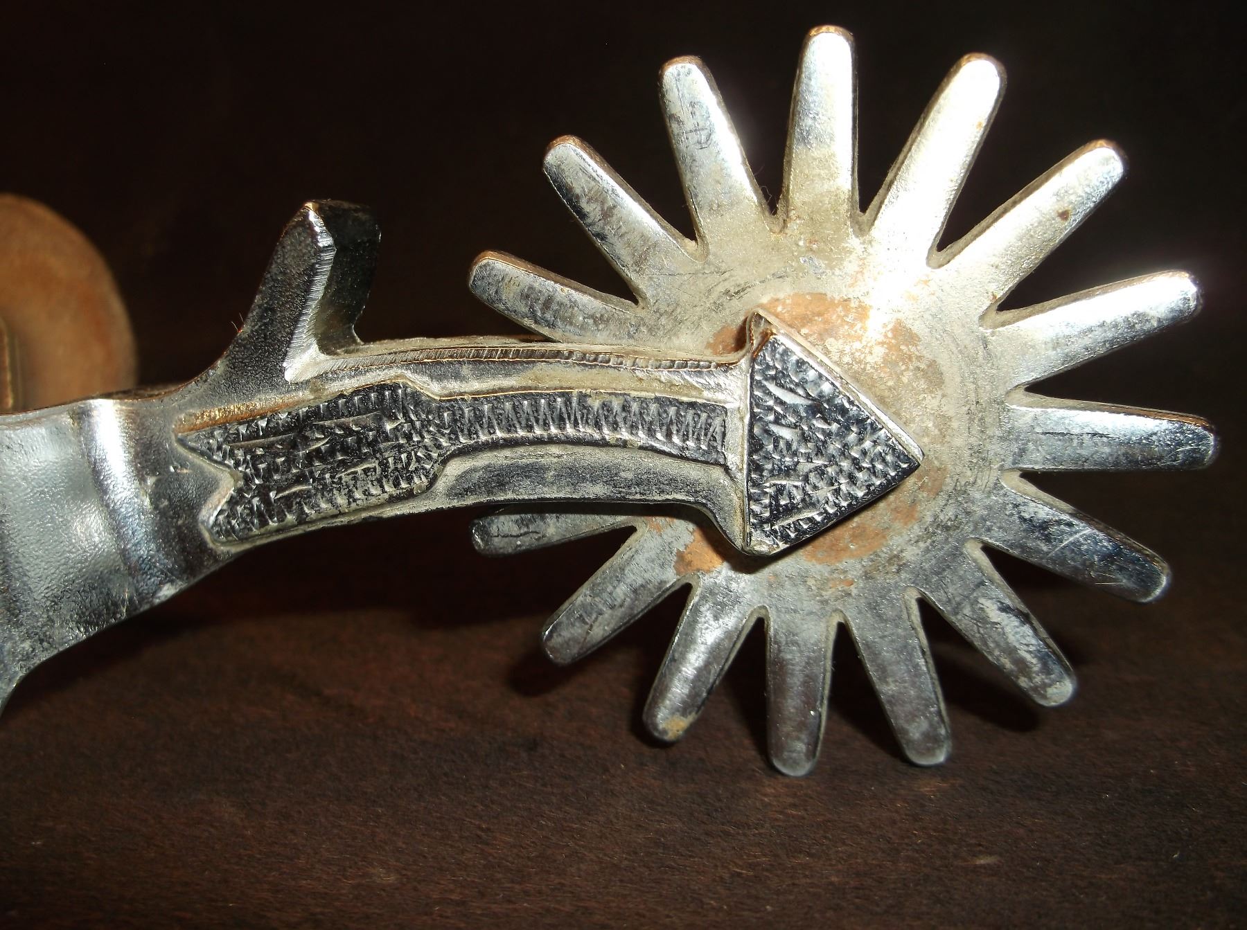 Marked Crockett Nickel Plated Spurs- Frontier Pattern- Arrow Shanks ...