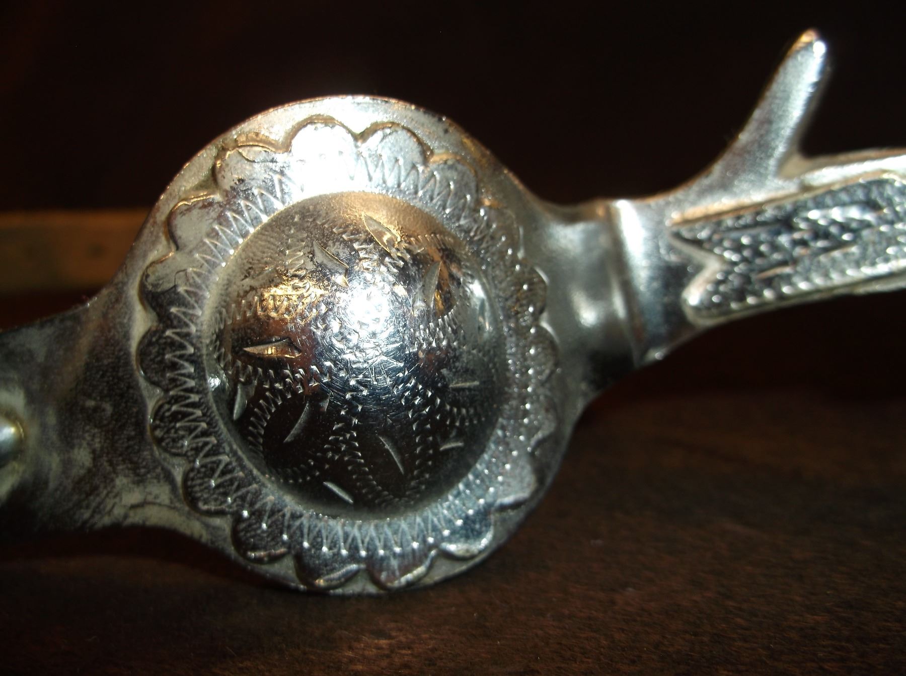 Marked Crockett Nickel Plated Spurs- Frontier Pattern- Arrow Shanks ...